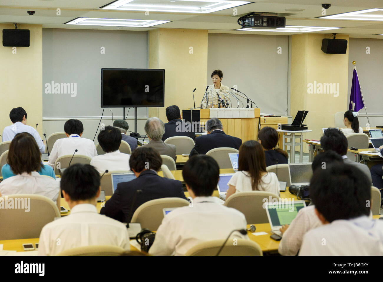 Tokyo, Japan. 9th June, 2017. Yuriko Koike leader of Tomin First no Kai ...