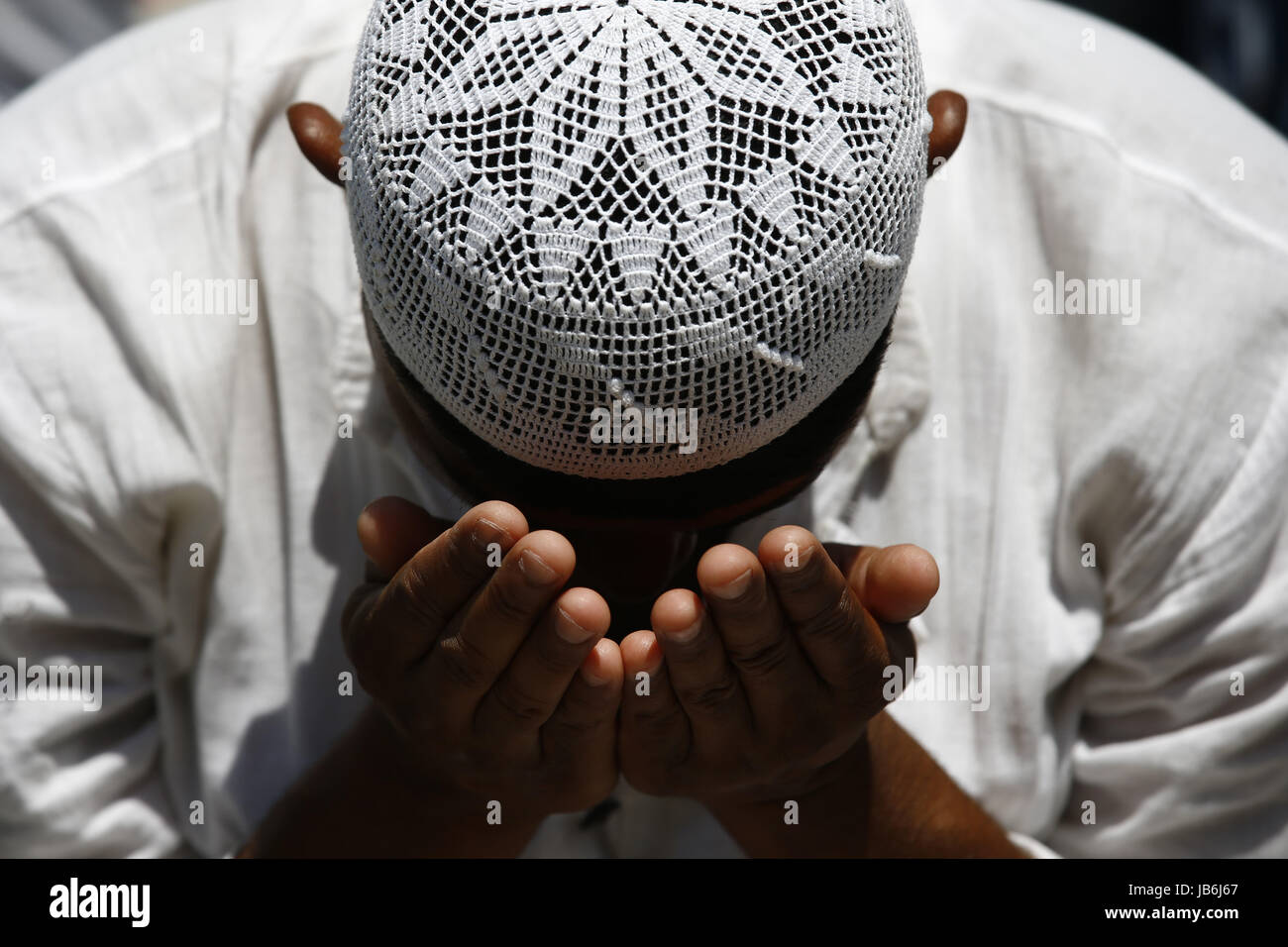 June 2, 2017 - Kathmandu, Nepal - A Nepalese Muslim man offer prayers ...