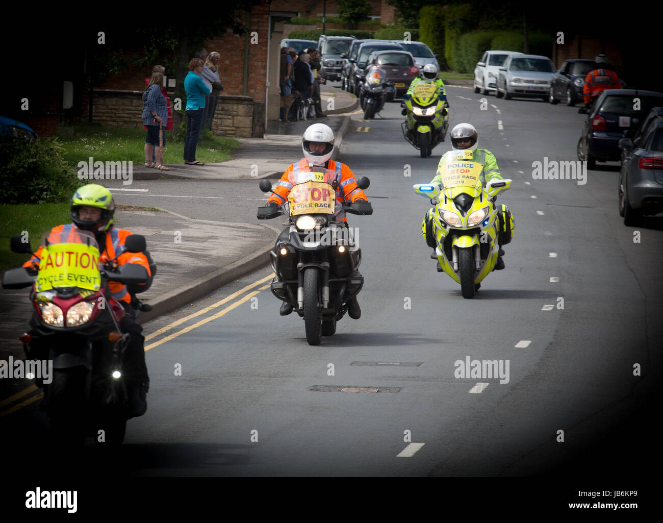 Police Bikes Leading Cycle Race Stock Photo - Alamy