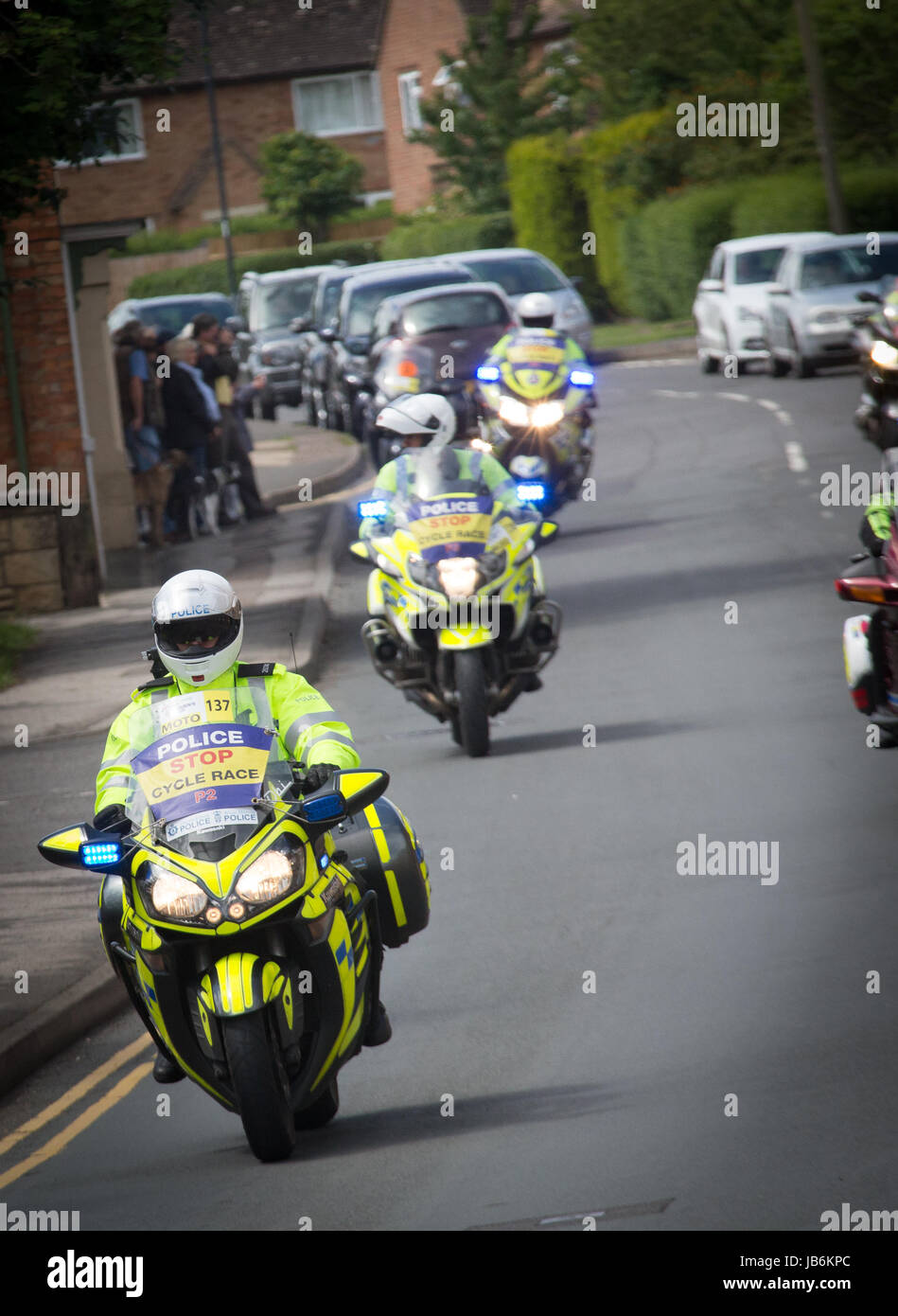 Police Bikes Leading Cycle Race Stock Photo - Alamy