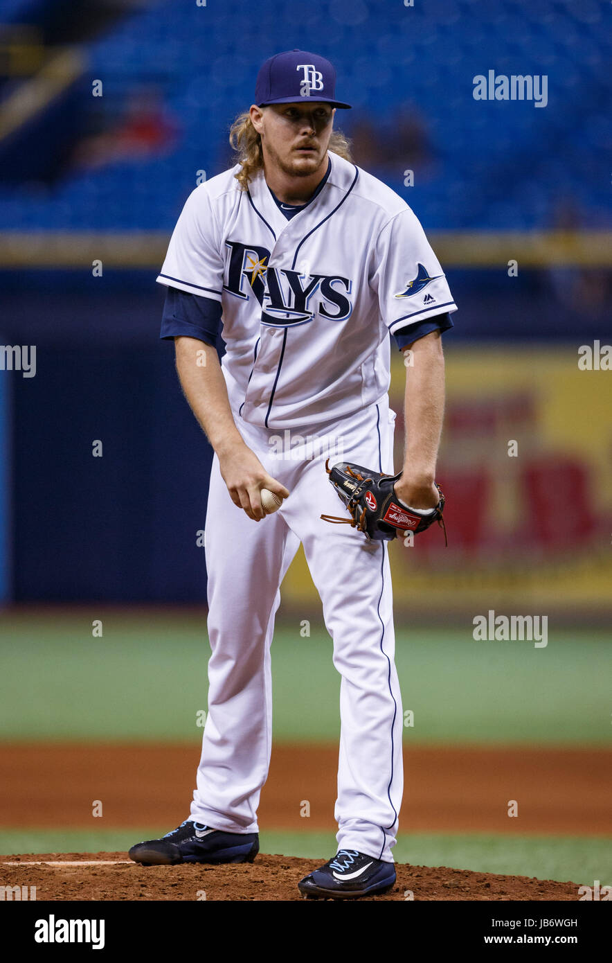 June 08, 2017 - Tampa Bay Rays starting pitcher Ryne Stanek (59) comes ...