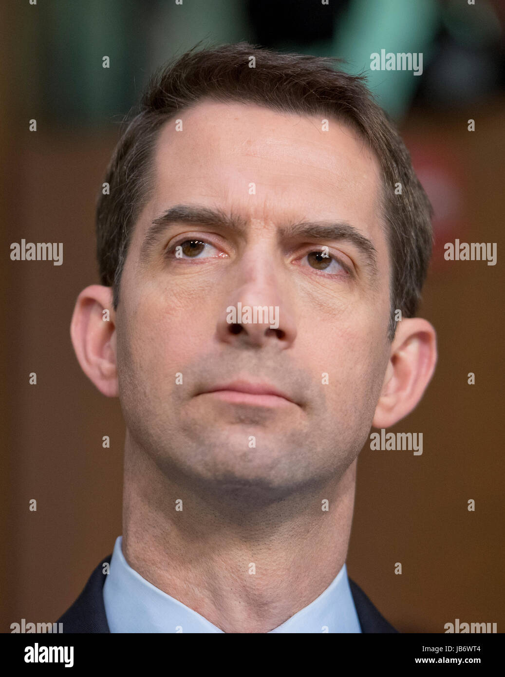 United States Senator Tom Cotton (Republican of Arkansas) listens as ...