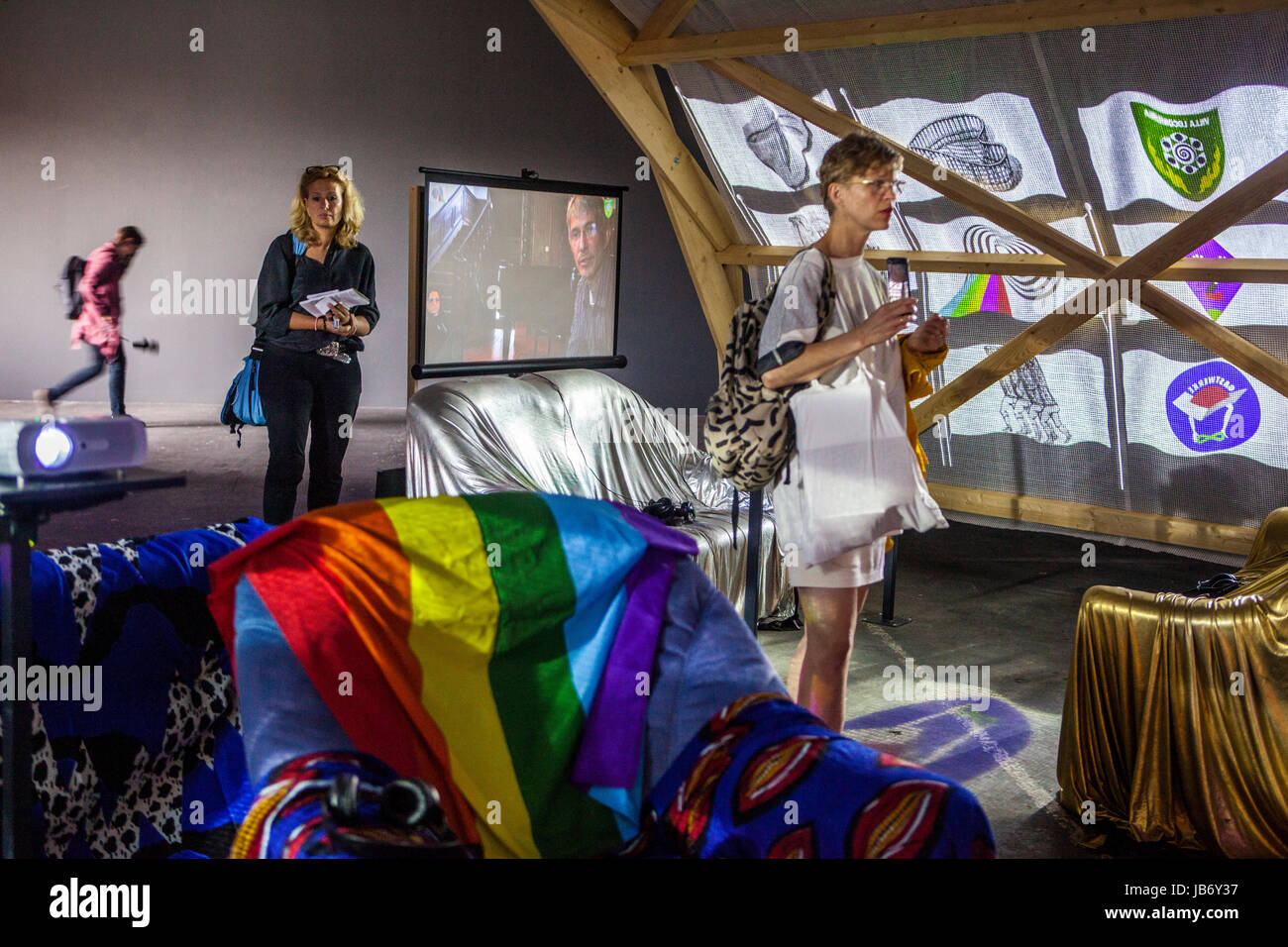 Documenta Kassel, Germany Multimedia installation, and visitors in ...