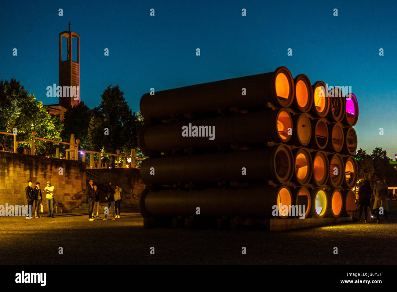 Documenta Kassel Germany. Visitors in front of art by artist Hiwa K ...