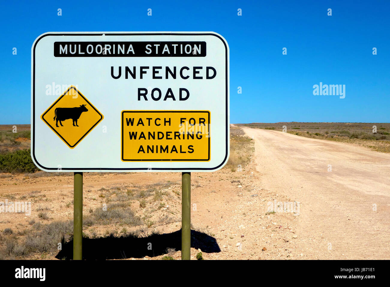 Caution road sign, outback Queensland, Australia Stock Photo - Alamy