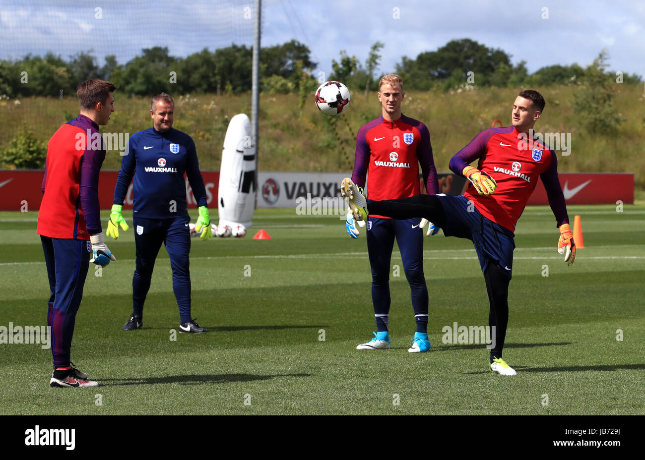 England goalkeeper Tom Heaton during a training session at St Georges ...