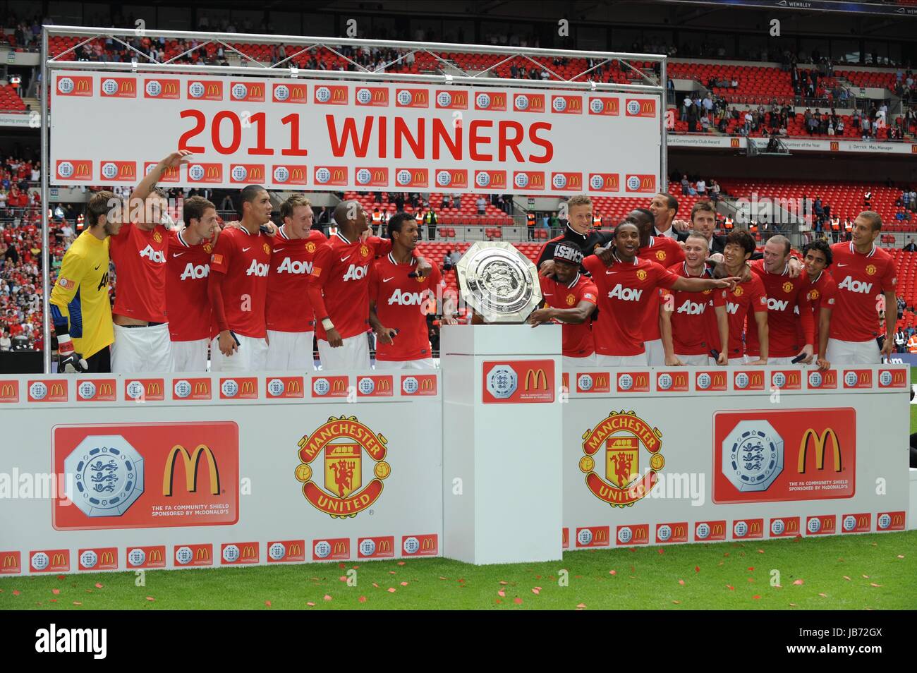 MANCHESTER UNITED CELEBRATE WITH THE COMMUNITY SHIELD MANCHESTER CITY V ...