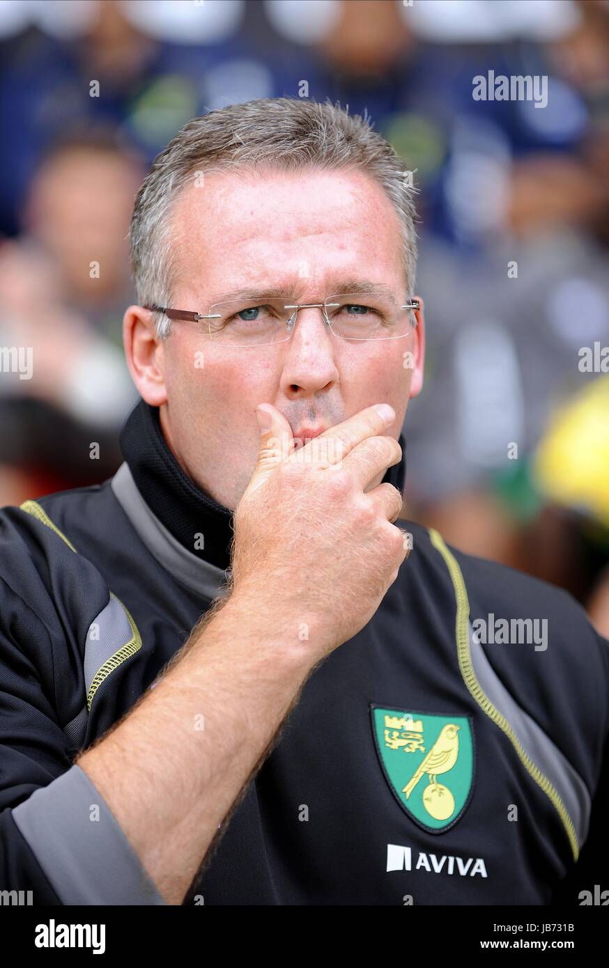 PAUL LAMBERT NORWICH CITY MANAGER DW STADIUM WIGAN ENGLAND 13 August ...