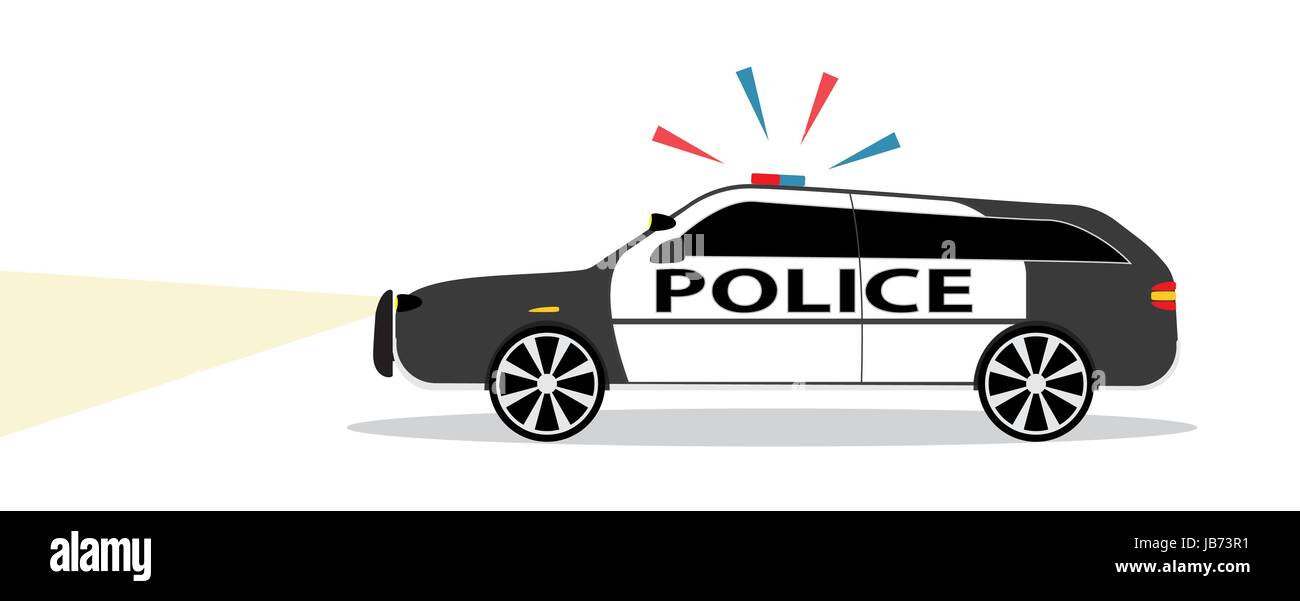 Colored Police car with Siren Flat Design. Vector Illustration. EPS10 ...