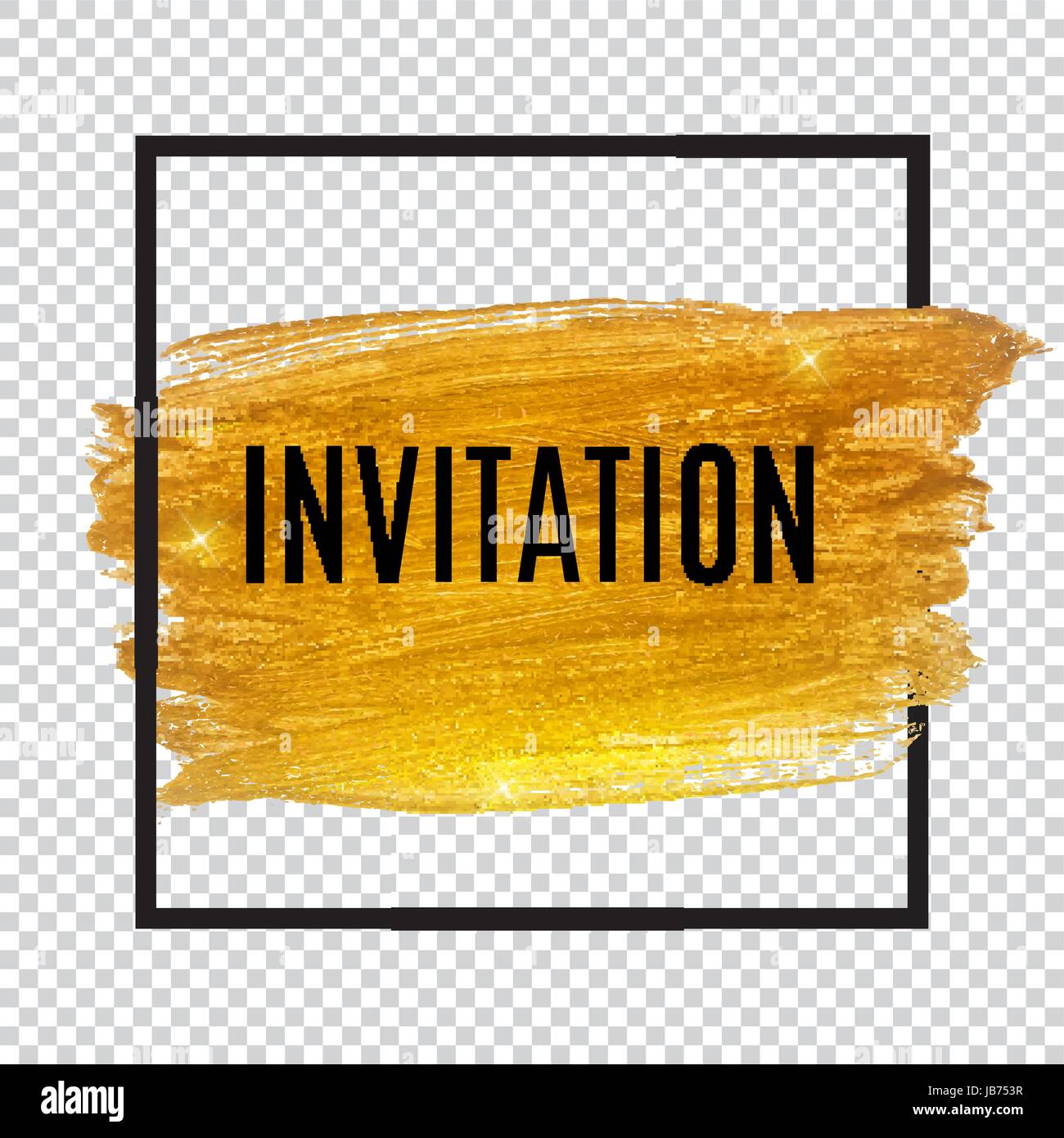 Invitation with Gold Paint Glittering Textured Art and Frame on ...