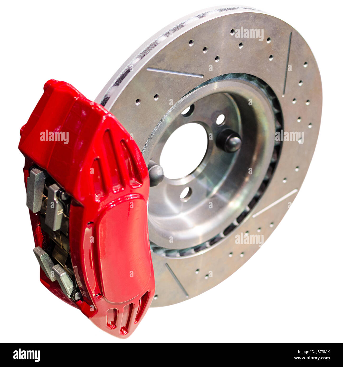 Mechanism of automobile disc brakes: assembled caliper with disk and ...