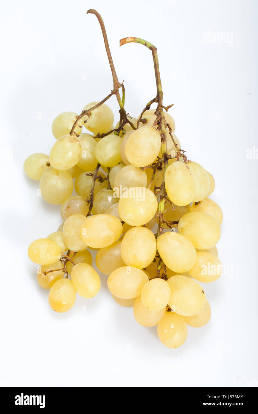 Sweet and ripe white grapes isolated on white Stock Photo - Alamy