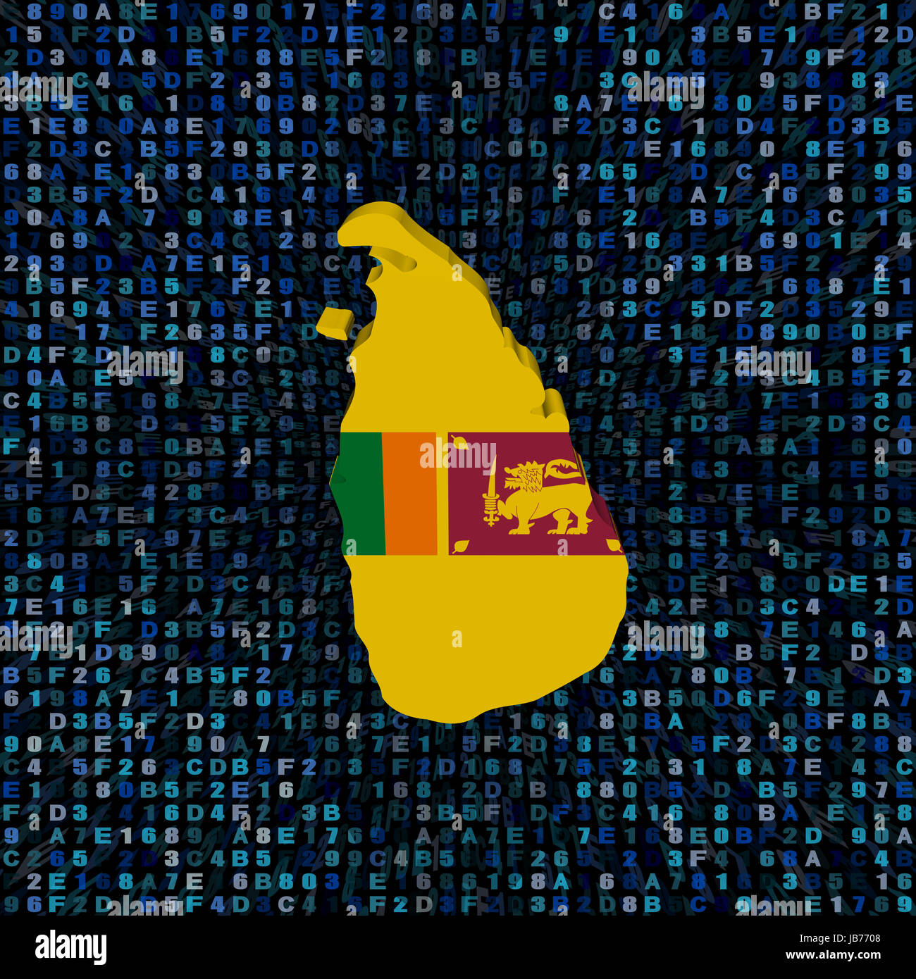 Sri Lanka map flag on hex code illustration Stock Photo - Alamy