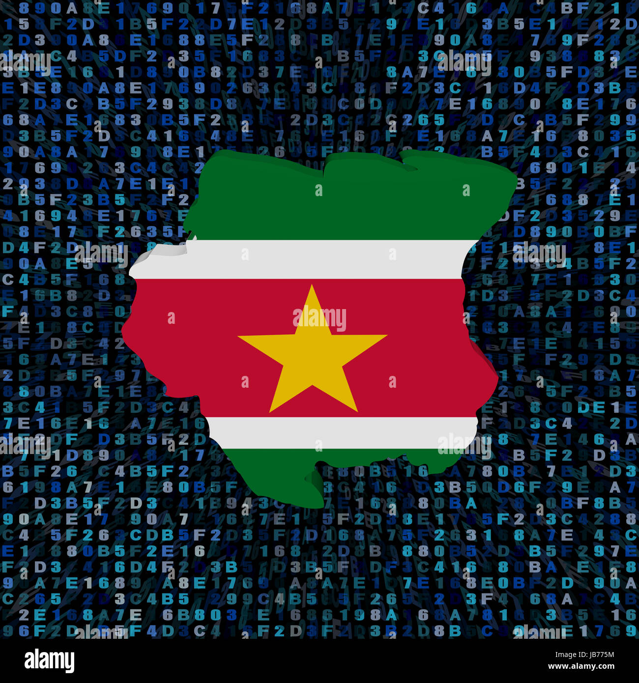 Suriname map flag on hex code illustration Stock Photo - Alamy