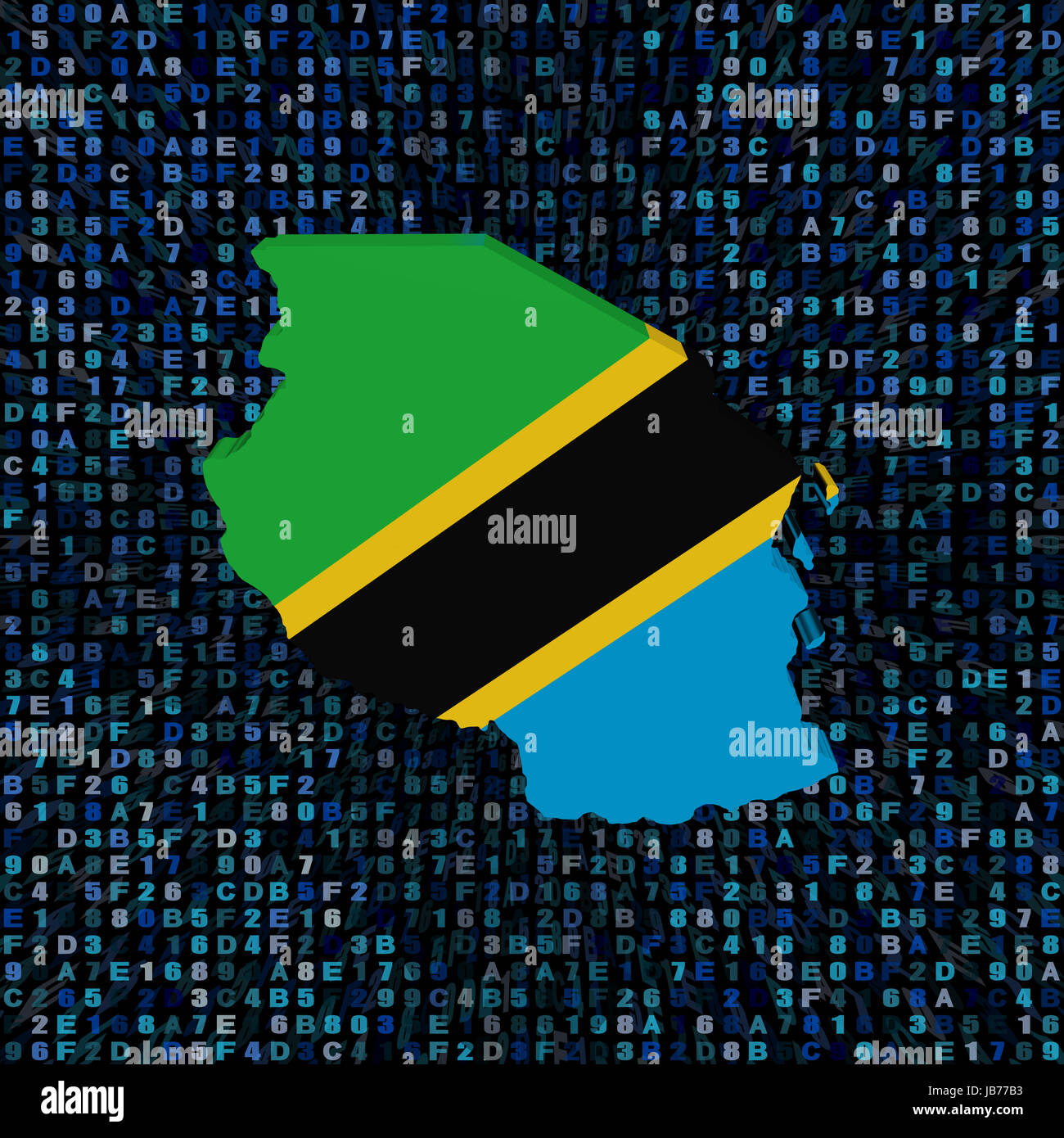 Tanzania map flag on hex code illustration Stock Photo - Alamy