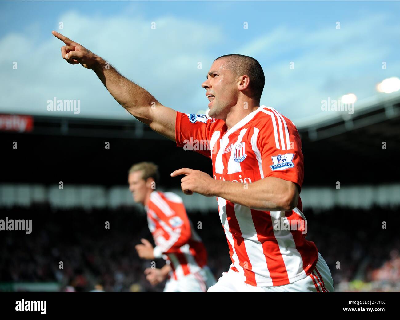 JONATHAN WALTERS CELEBRATES GO STOKE CITY V LIVERPOOL FC BRITANNIA ...