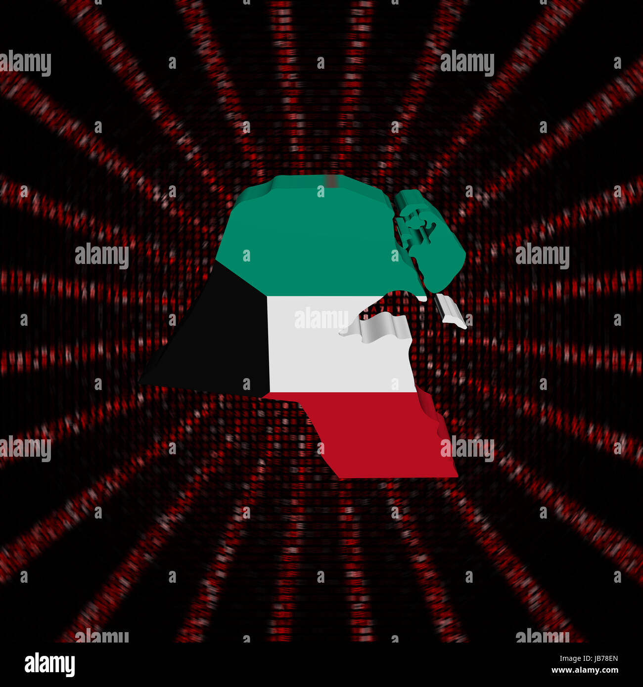 Kuwait map flag on red hex code burst illustration Stock Photo - Alamy
