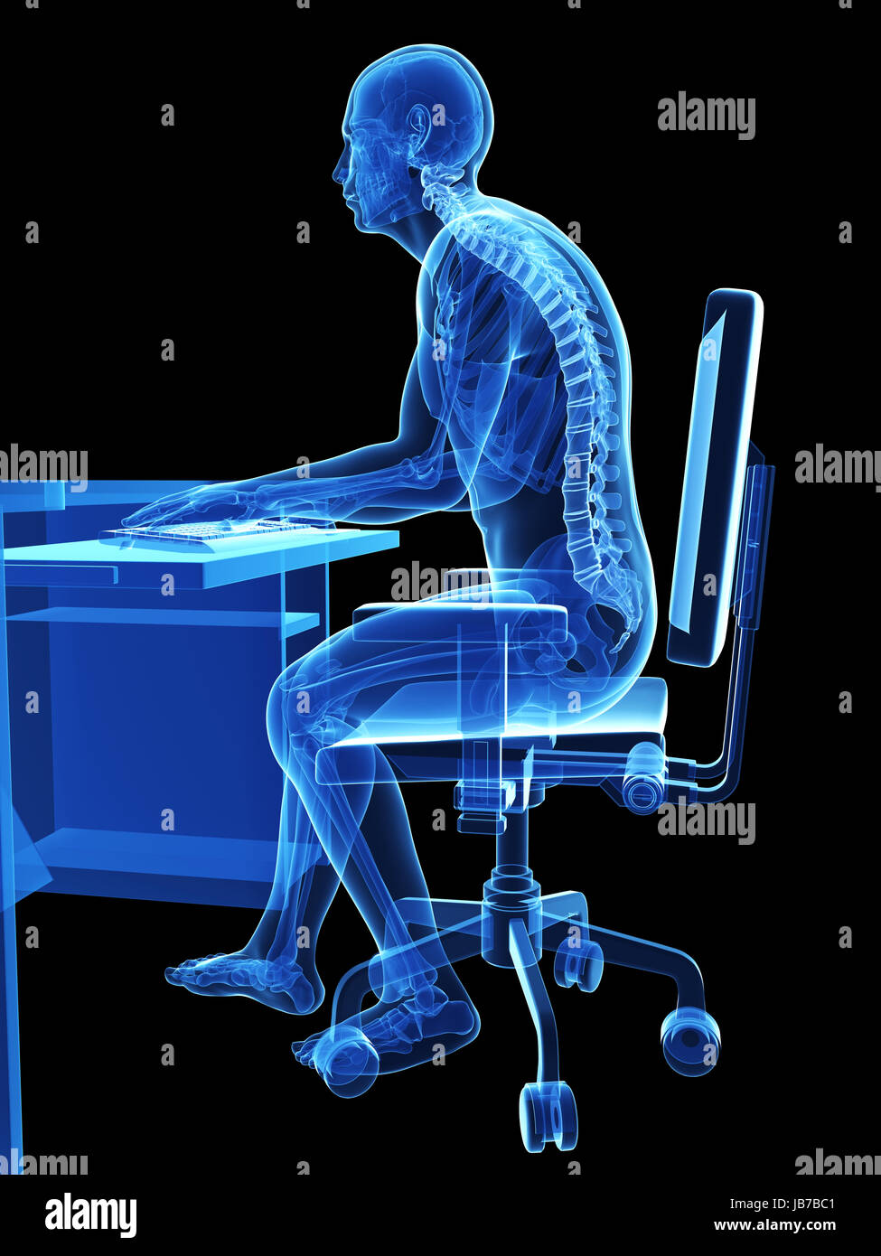 3d rendered medical illustration - wrong sitting posture Stock Photo ...