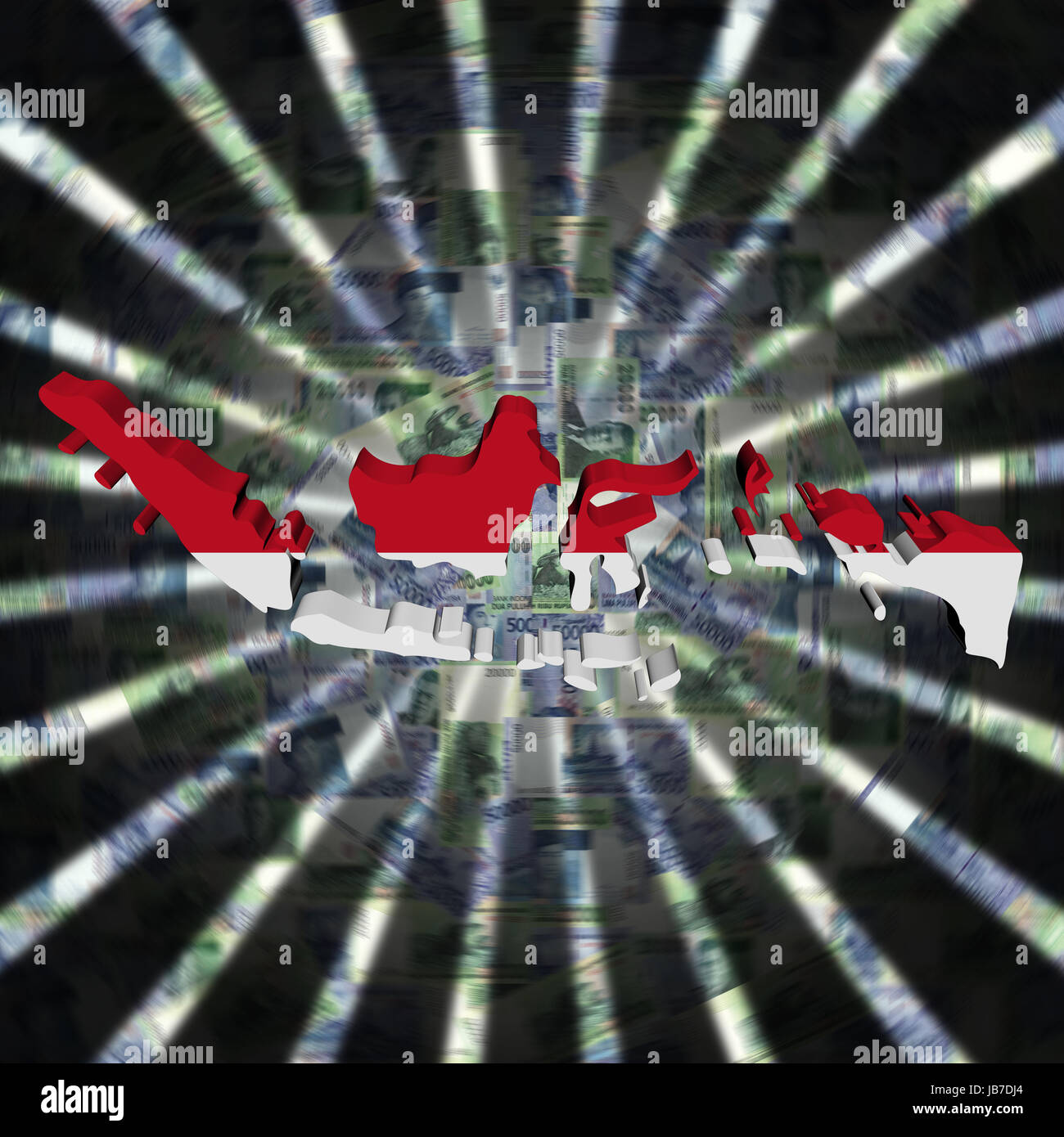 Indonesia map flag on currency burst illustration Stock Photo - Alamy