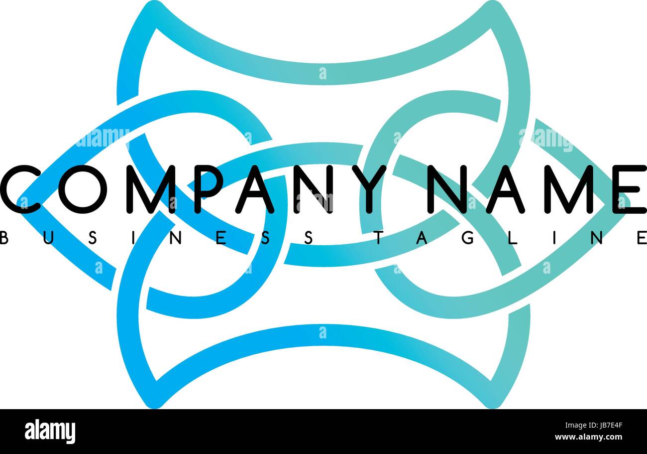 Vector Business emblem blue knot symbol curve looped icon logo logotype ...