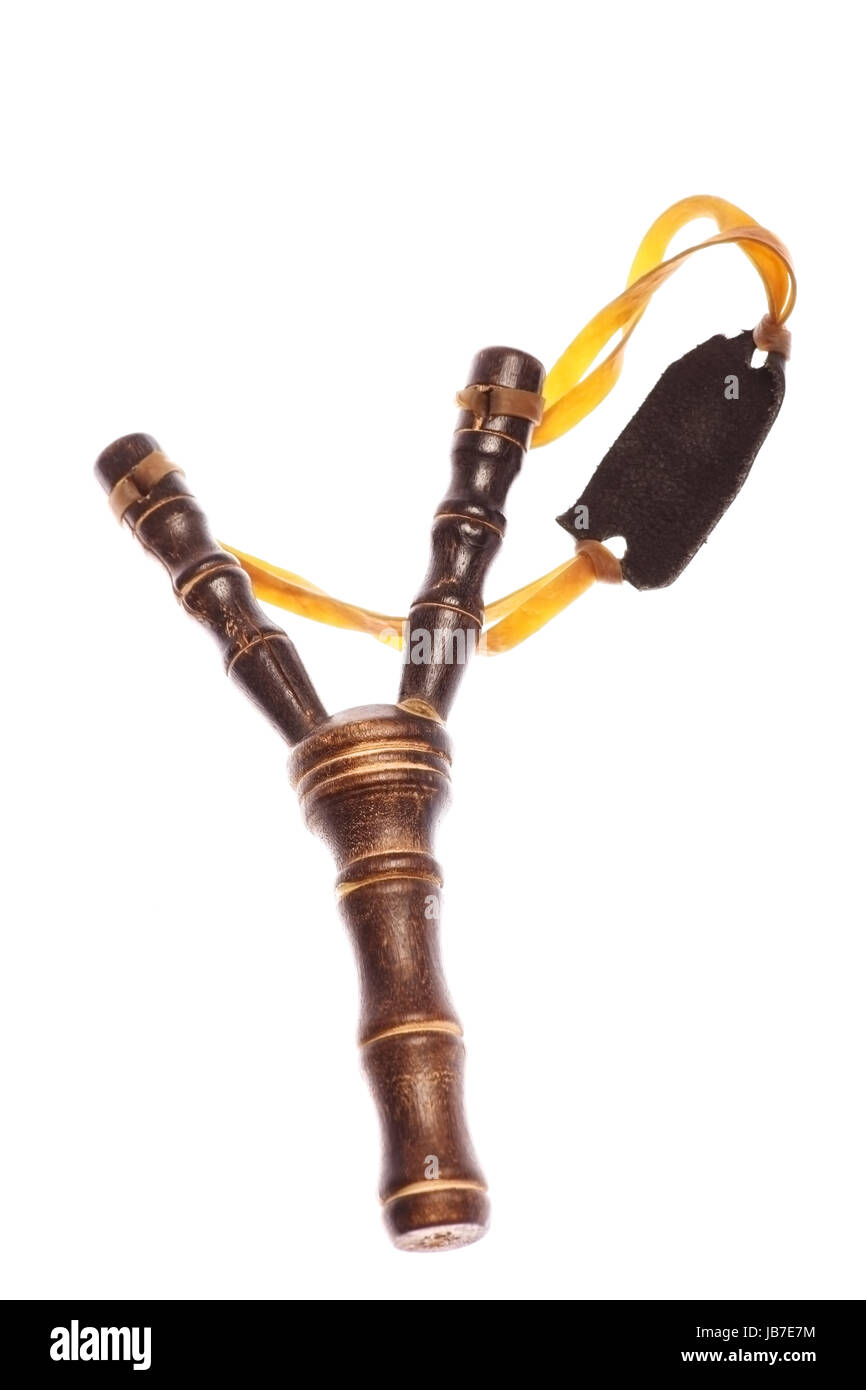Color shot of a vintage slingshot, on white Stock Photo - Alamy
