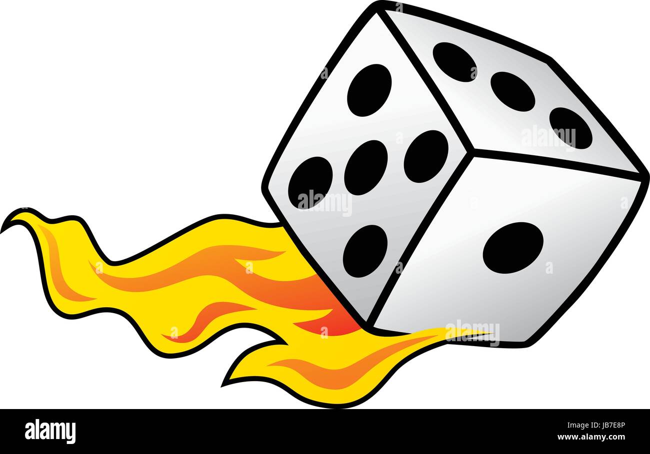 flaming on fire burning white dice risk taker gamble vector art ...