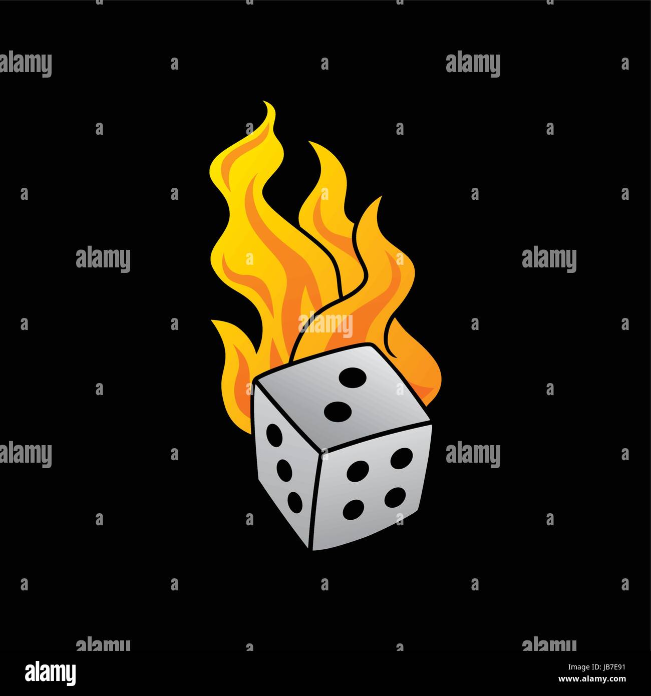 flaming on fire burning white dice risk taker gamble vector art ...