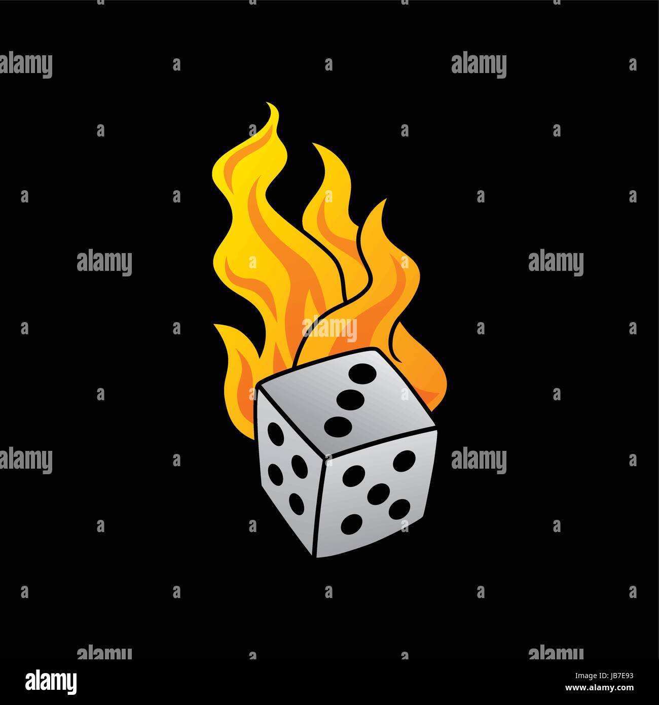 flaming on fire burning white dice risk taker gamble vector art ...