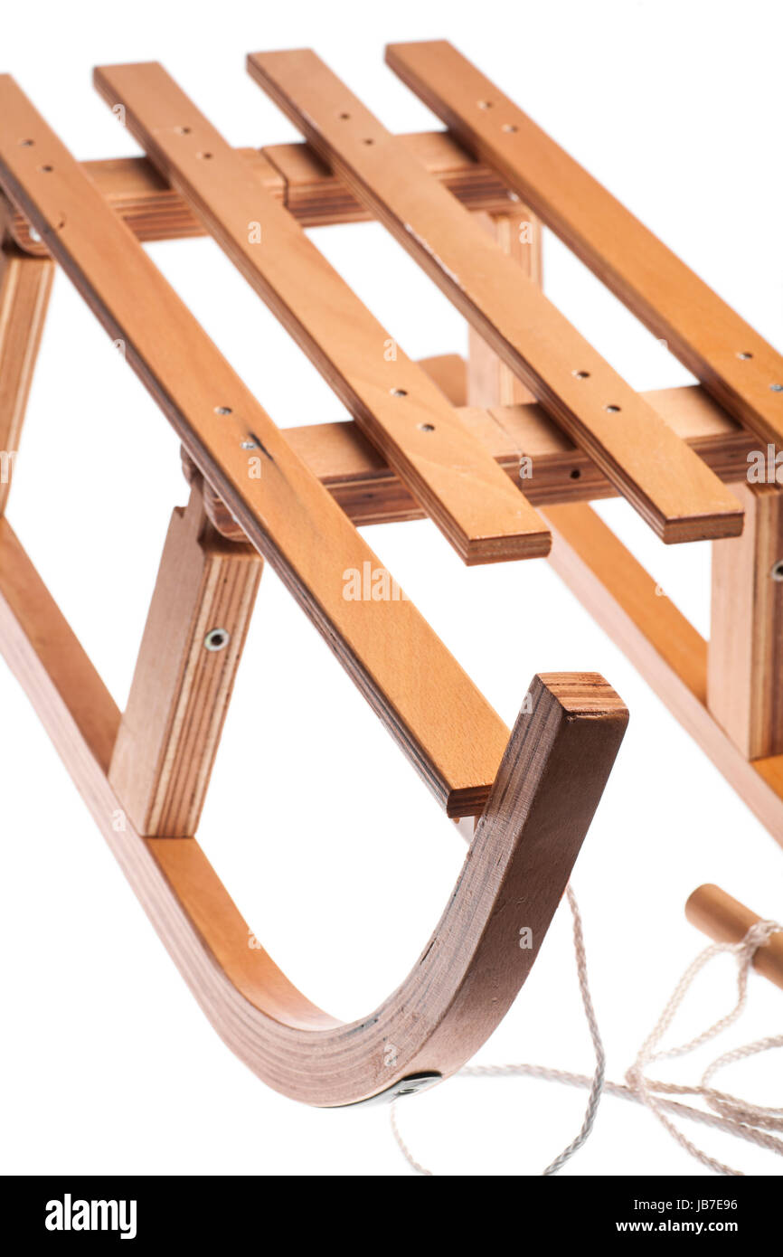 Color picture of a vintage wooden sledge isolated on white Stock Photo ...