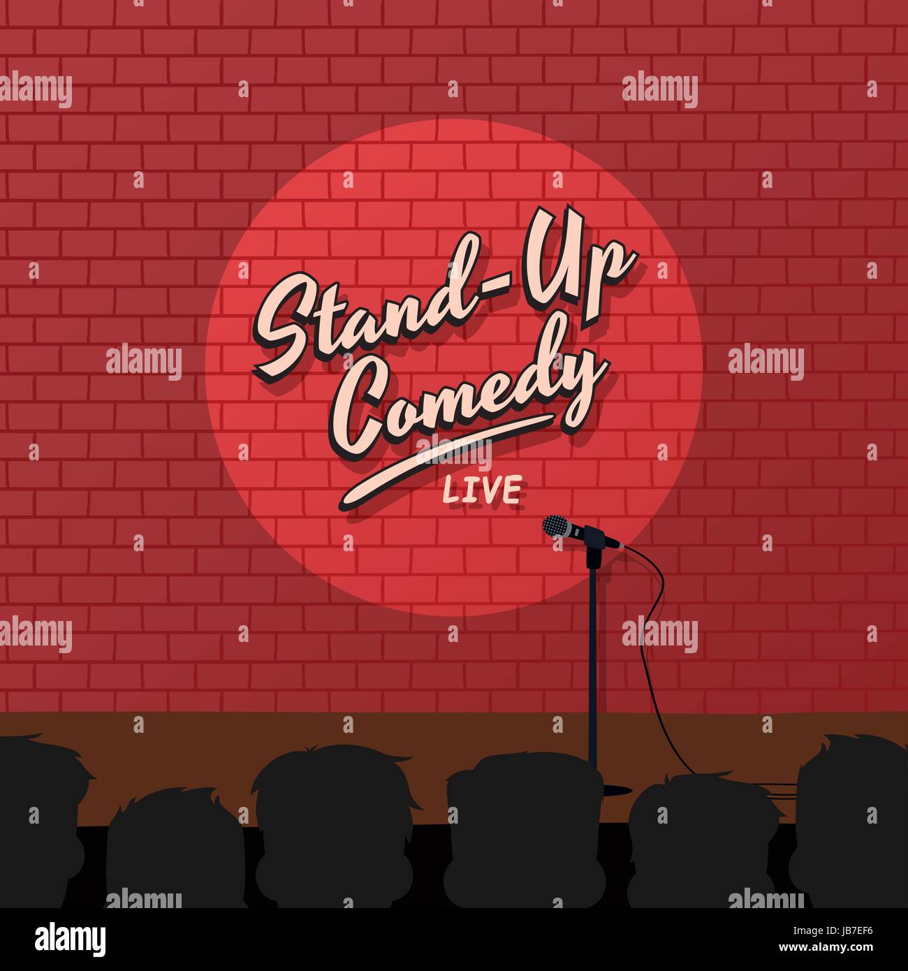 red brick stand up comedy cartoon theme vector art illustration Stock ...