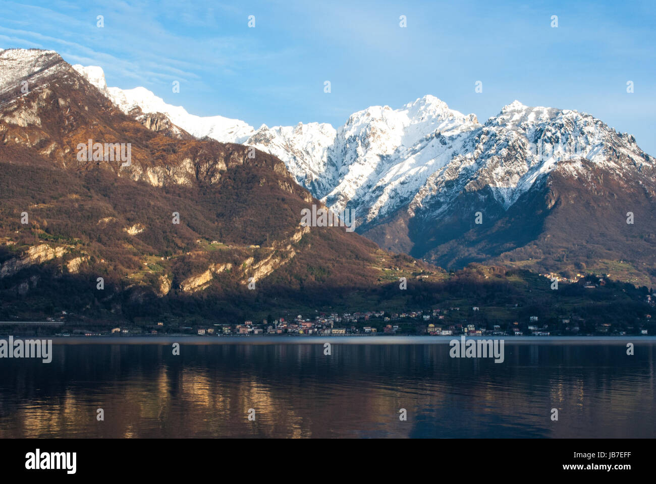 picturesque landscape with the blue water of Lake Como surrounded by ...
