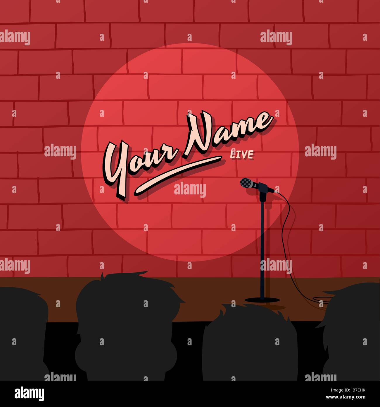 red brick stand up comedy cartoon theme vector art illustration Stock ...