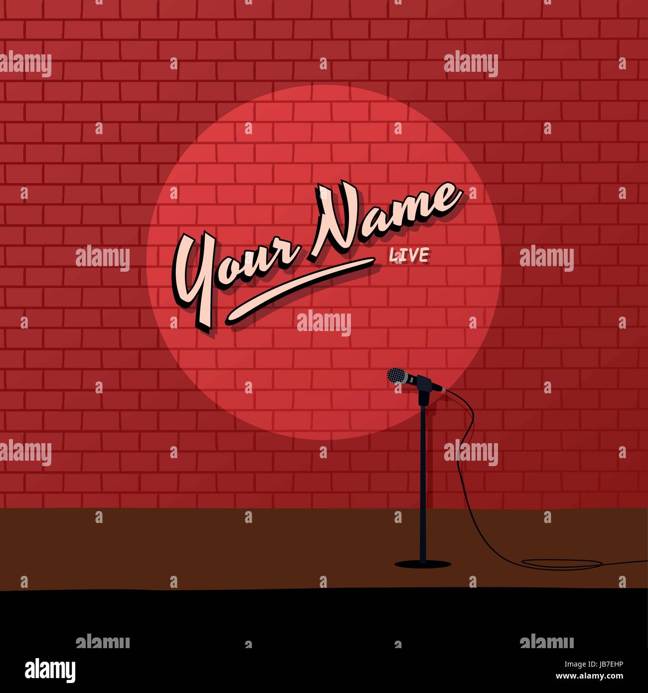 red brick stand up comedy cartoon theme vector art illustration Stock ...