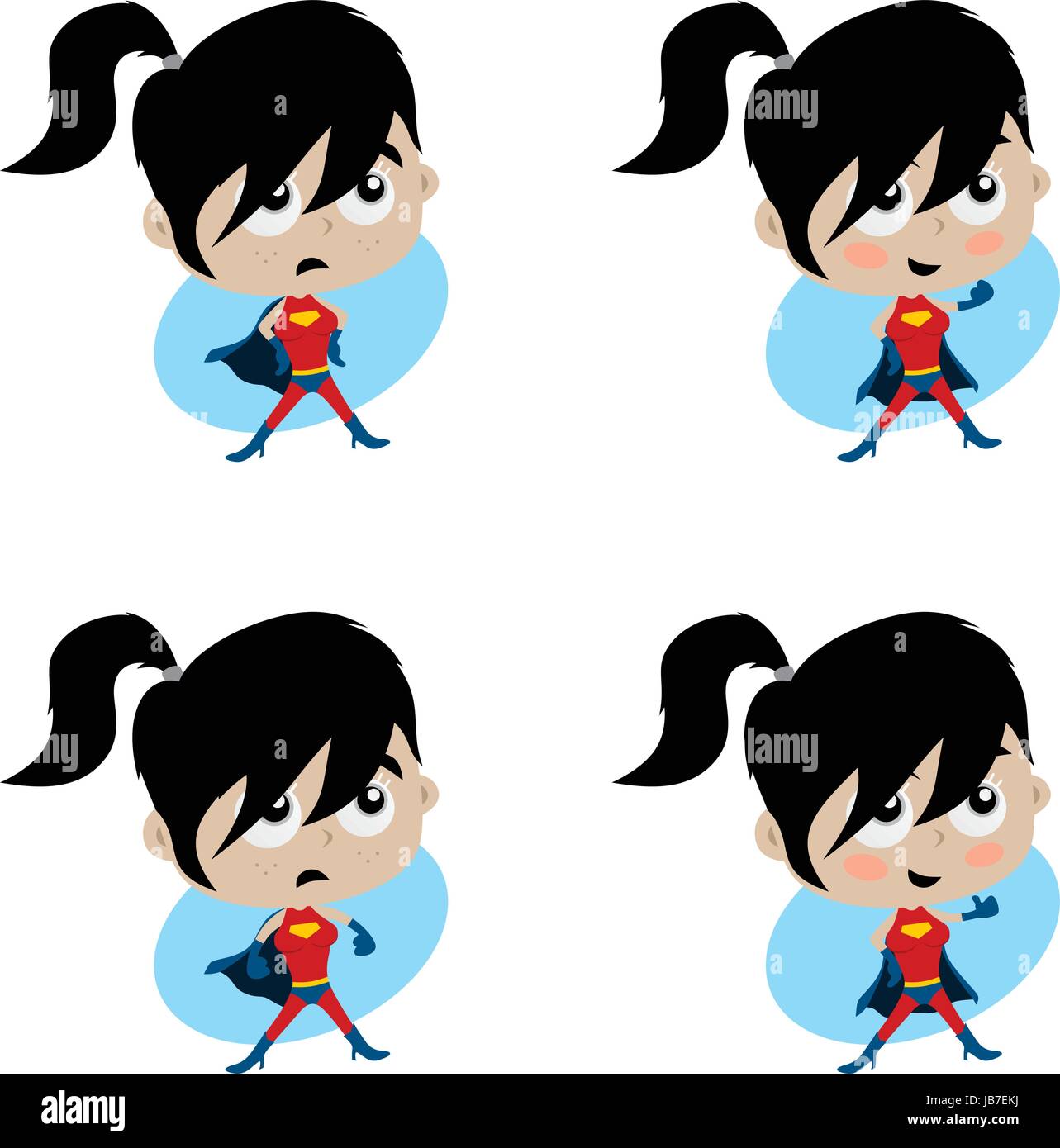 Adorable and amazing cartoon superhero in classic pose vector Stock ...