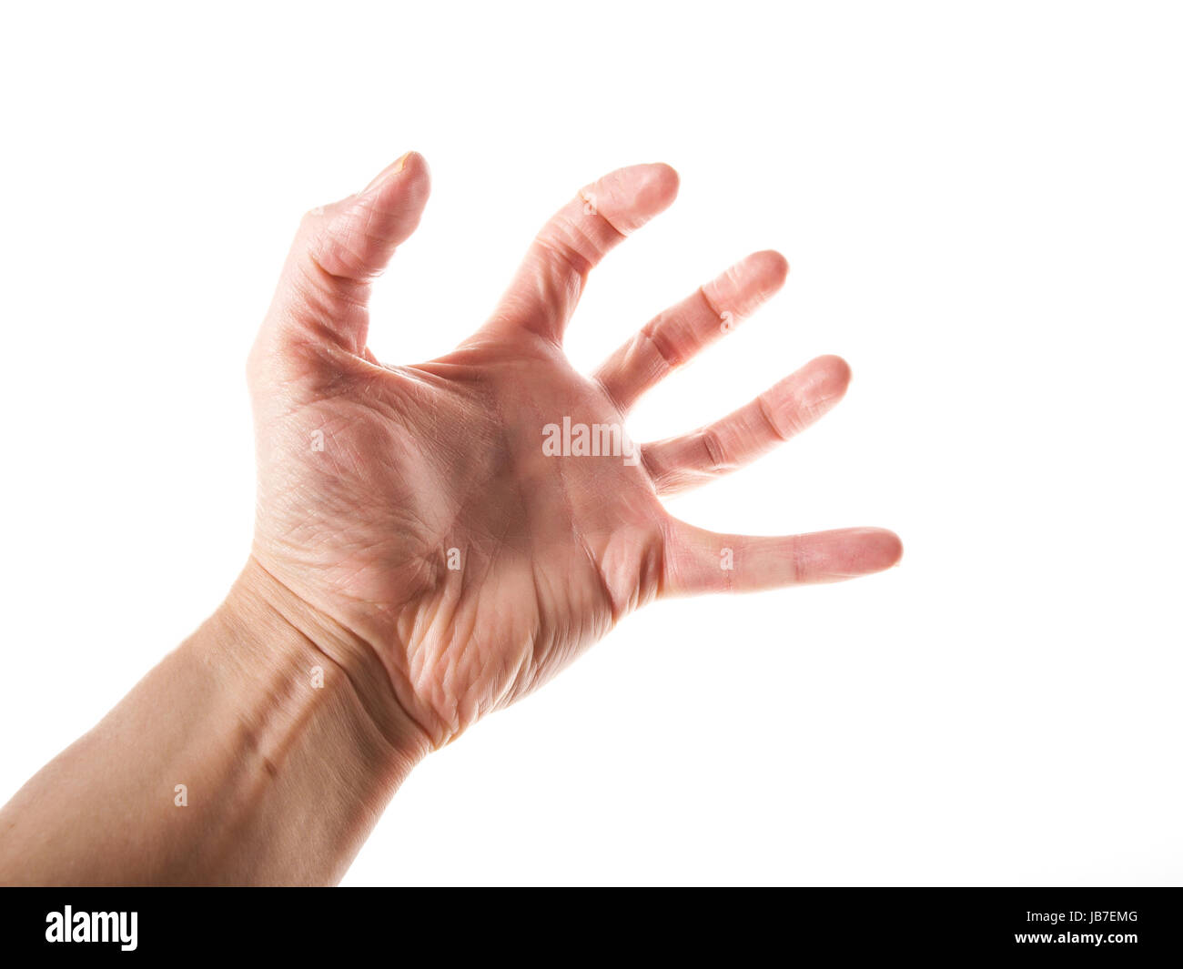 Person grabbing with left hand isolated towards white background Stock ...