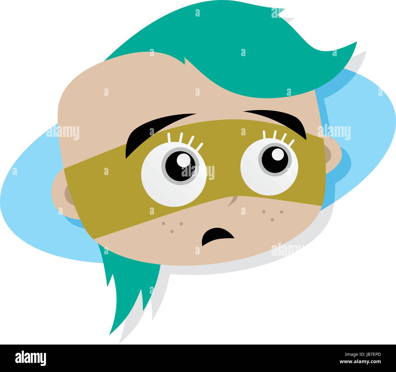 Adorable and amazing woman cartoon superhero head in classic expression ...