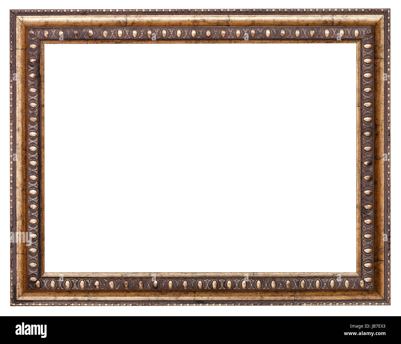 baroque style wooden picture frame with cut out canvas isolated on ...