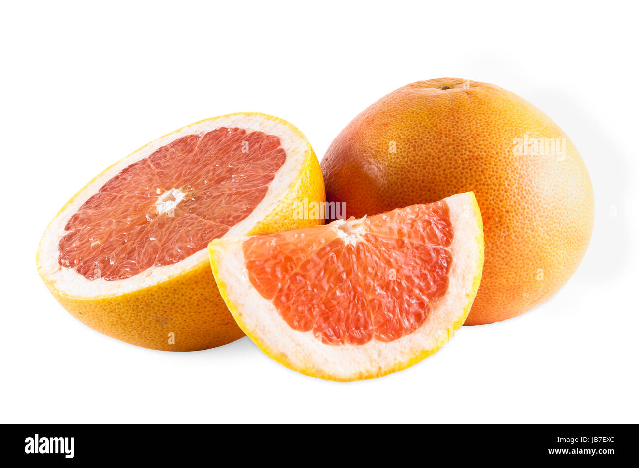Ruby grapefruits isolated on white background with clipping path Stock ...
