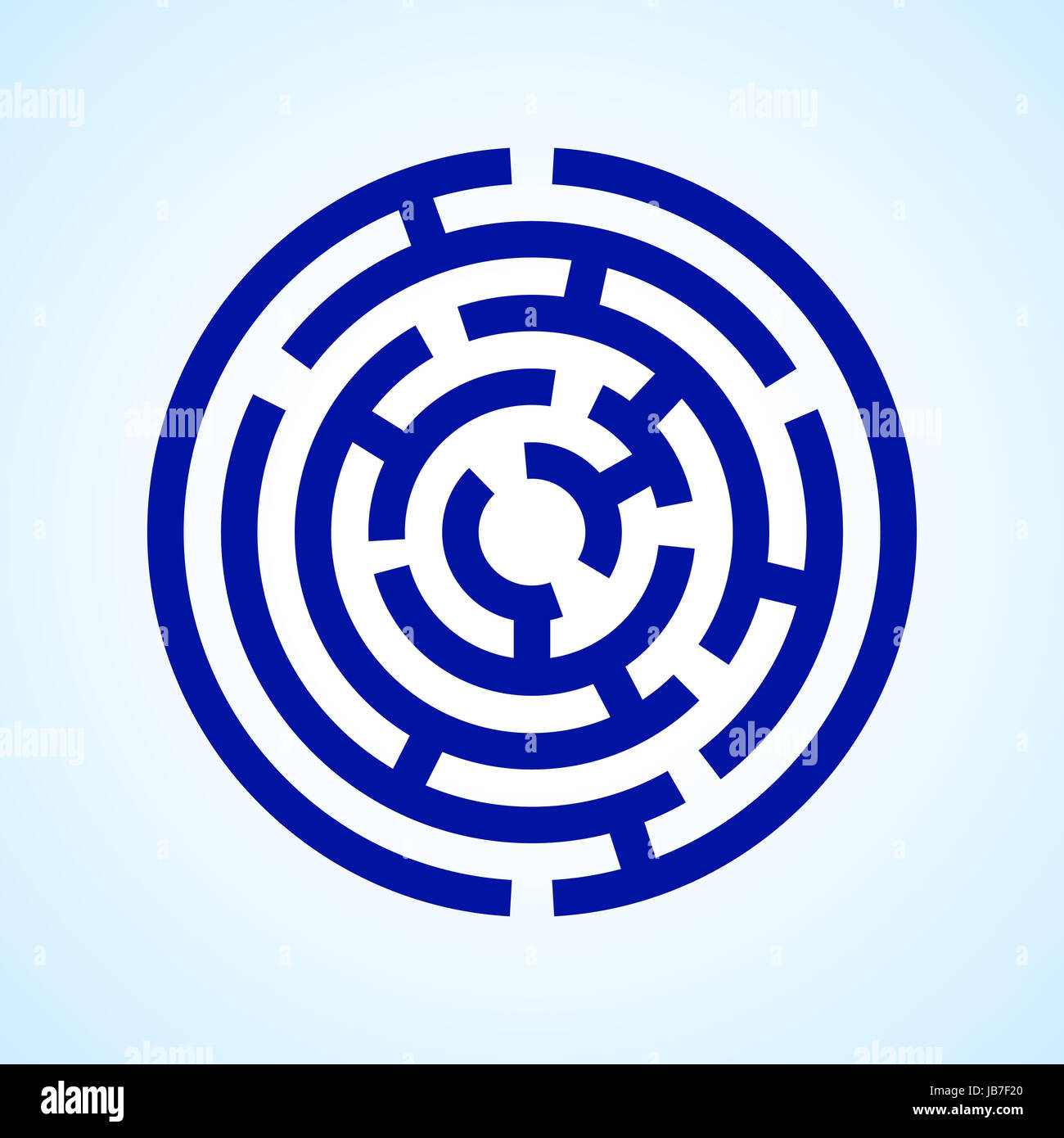 Illustration of round blue labyrinth on light blue background Stock ...