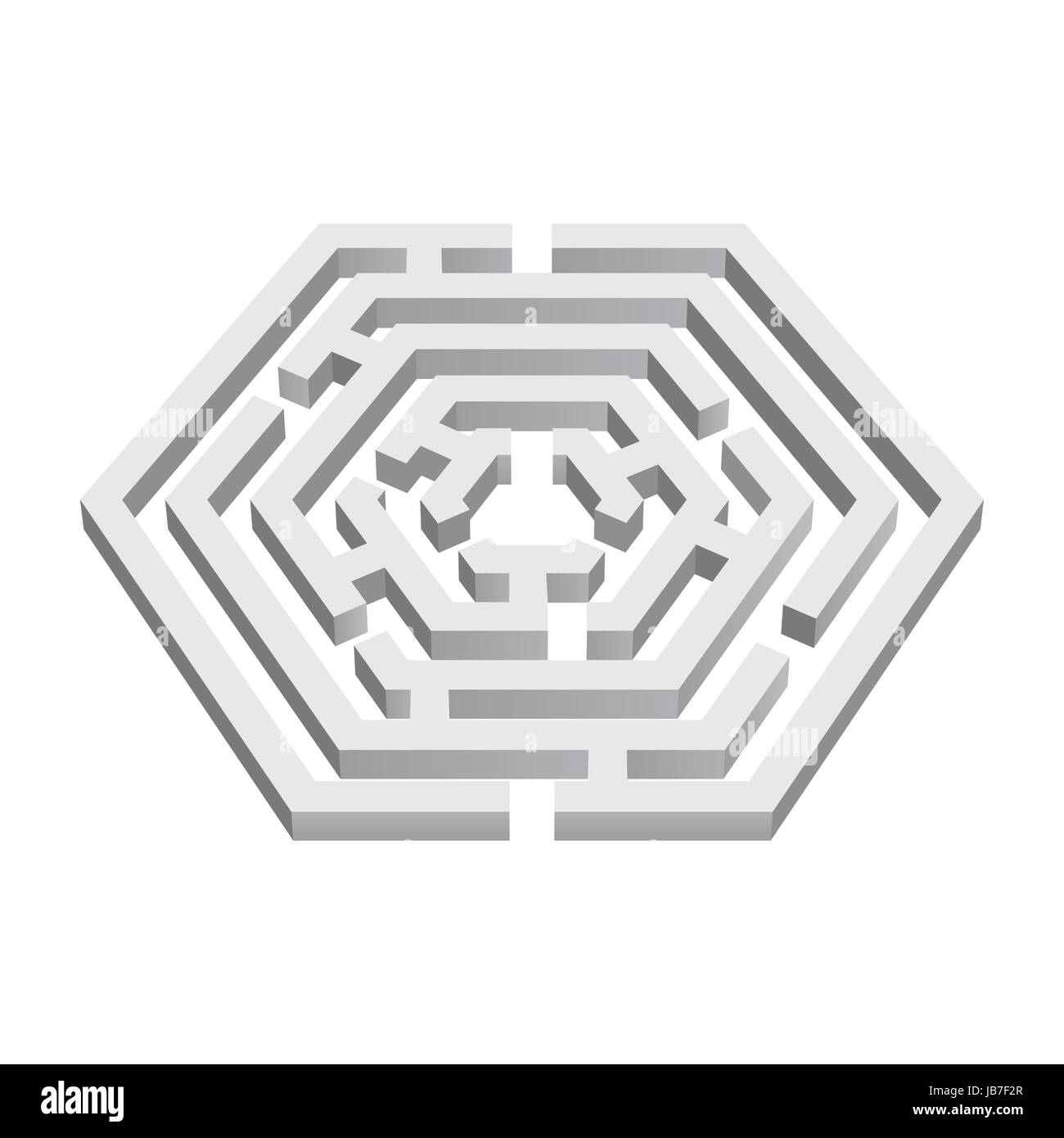 White 3d labyrinth in hexagon shape on white background Stock Photo - Alamy
