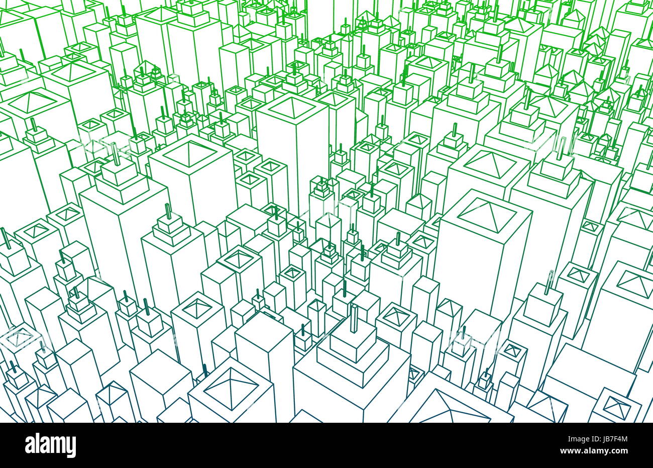 Modern Architecture Mesh City Wireframe Lines Basic Stock Photo - Alamy