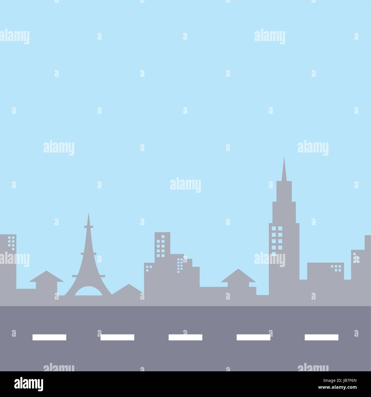 cartoon building city view with street in color vector Stock Vector ...