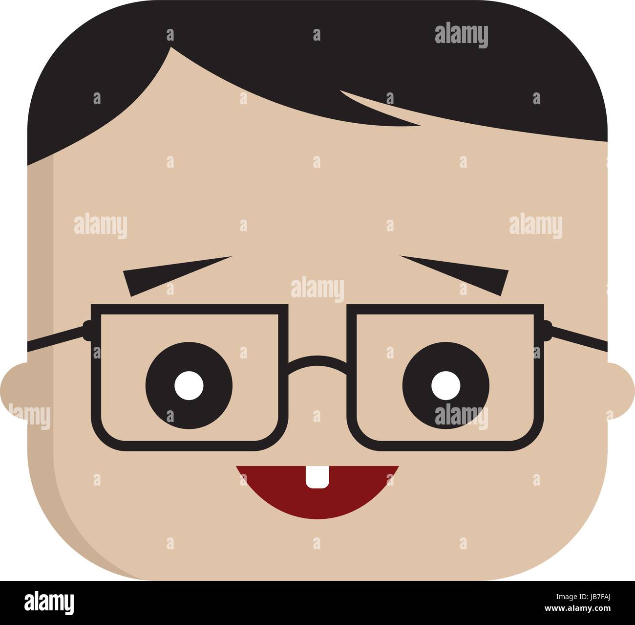 square shape funny expression cartoon head vector art Stock Vector ...
