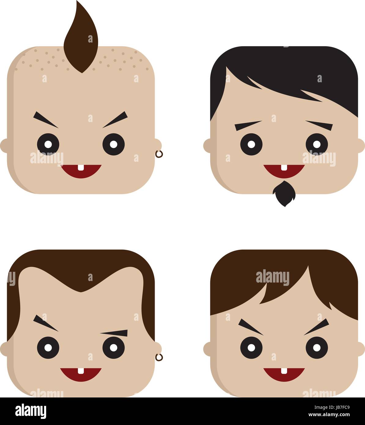square shape funny expression cartoon head vector art Stock Vector ...