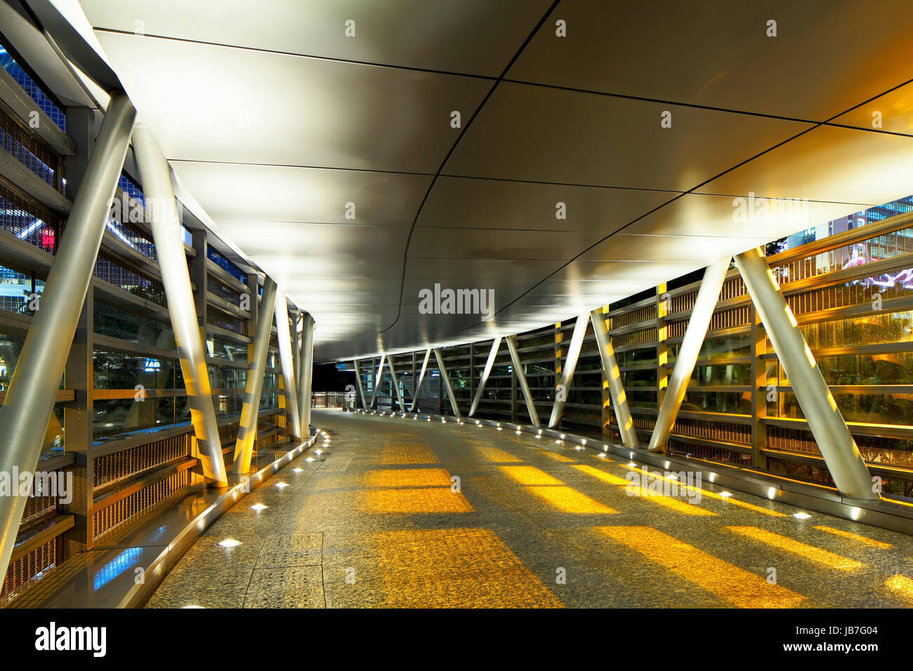 Pedestrian walkway at night Stock Photo - Alamy