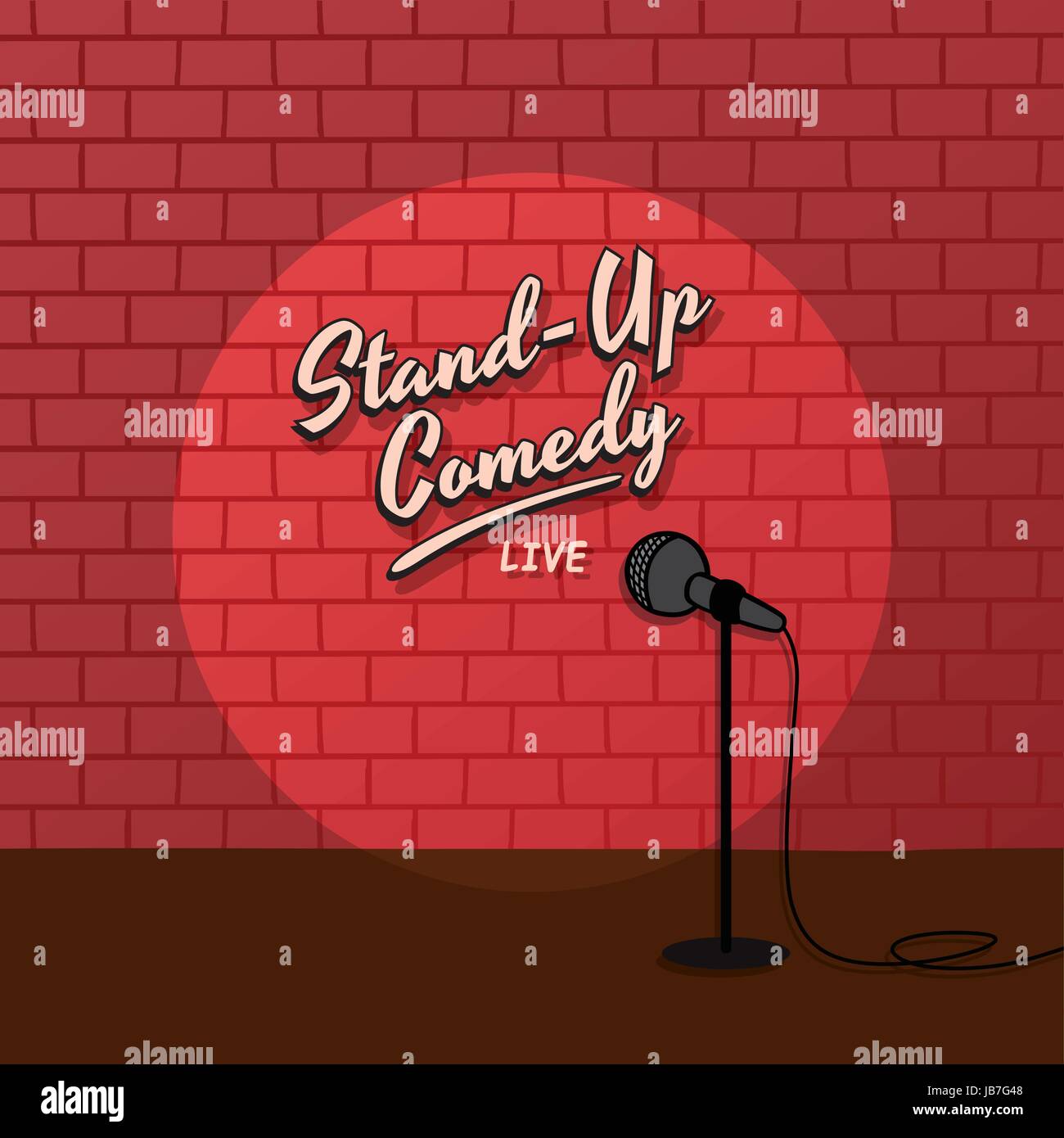 red brick spotlight stand up comedy stage vector art Stock Vector Image ...