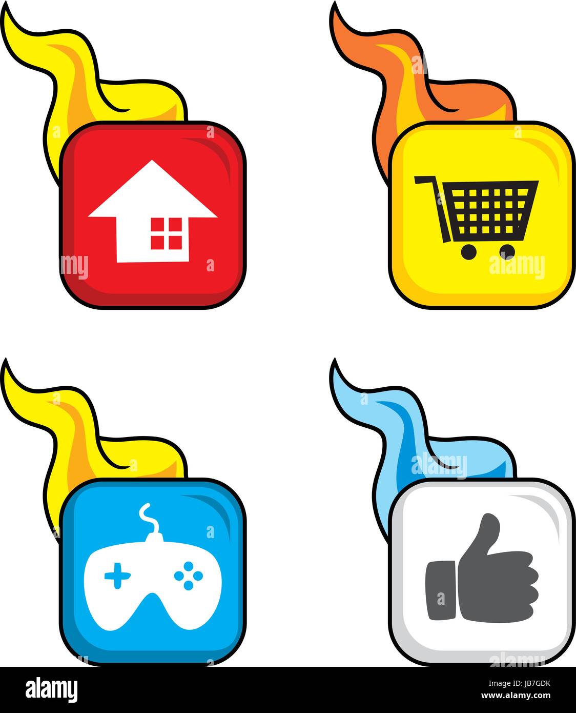 hot flame icon button theme vector art illustration Stock Vector Image ...