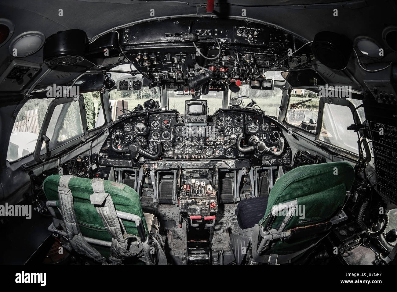 Inside of airplane cockpit Stock Photo - Alamy