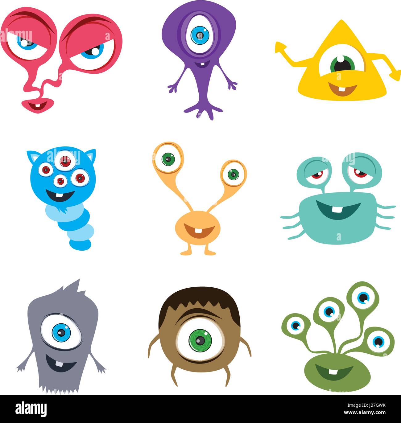 cute adorable scary monster cartoon fictional character vector art ...