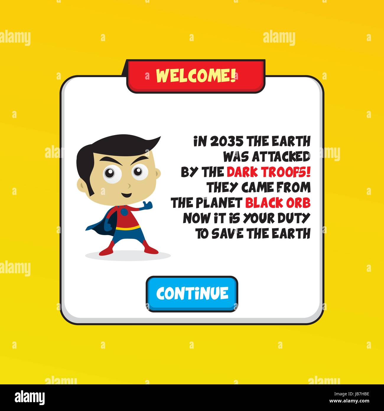 cartoon superhero game asset theme hero vector art illustration Stock ...